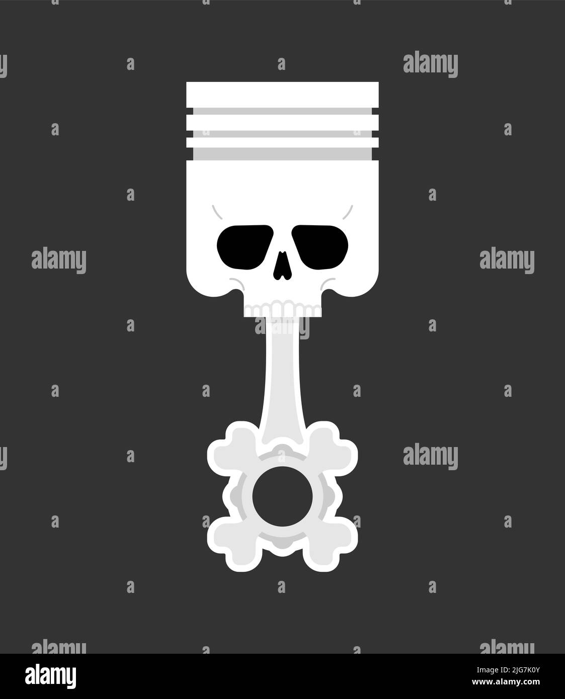 Piston skull emblem of motorcycle club. Piston skeleton Sign Biker club ...