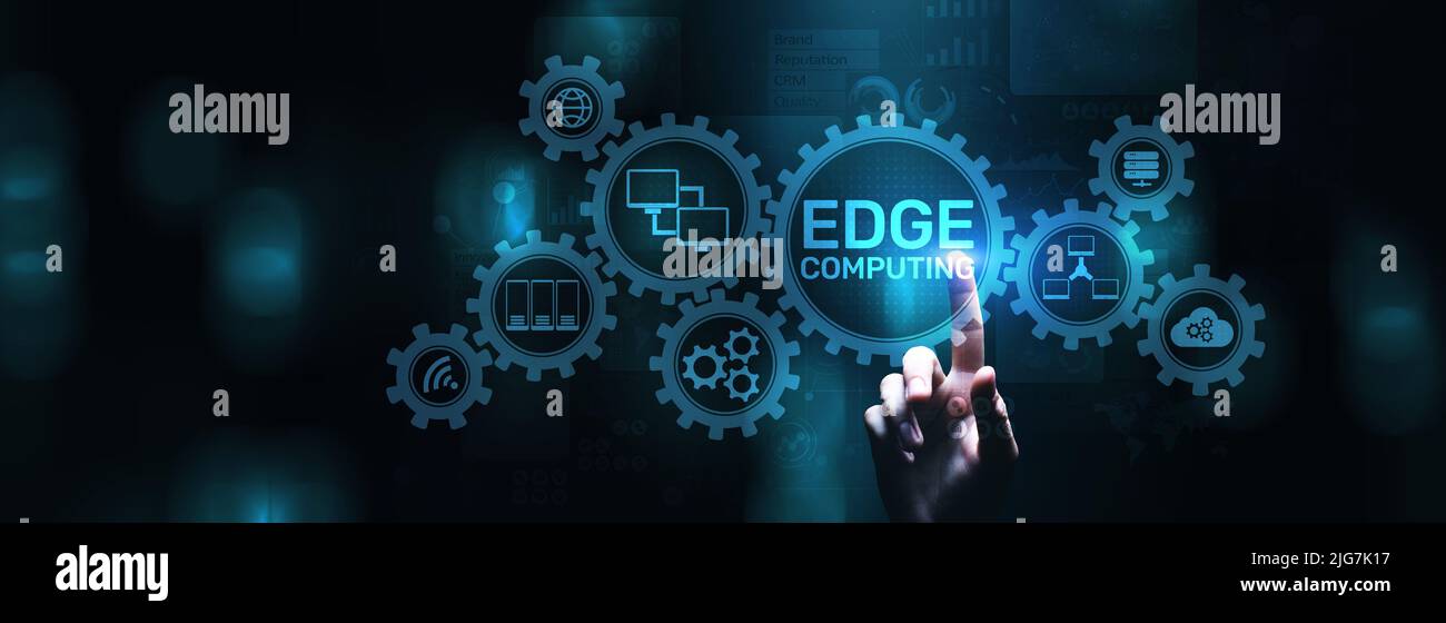 Edge computing networking internet technology concept on screen ...