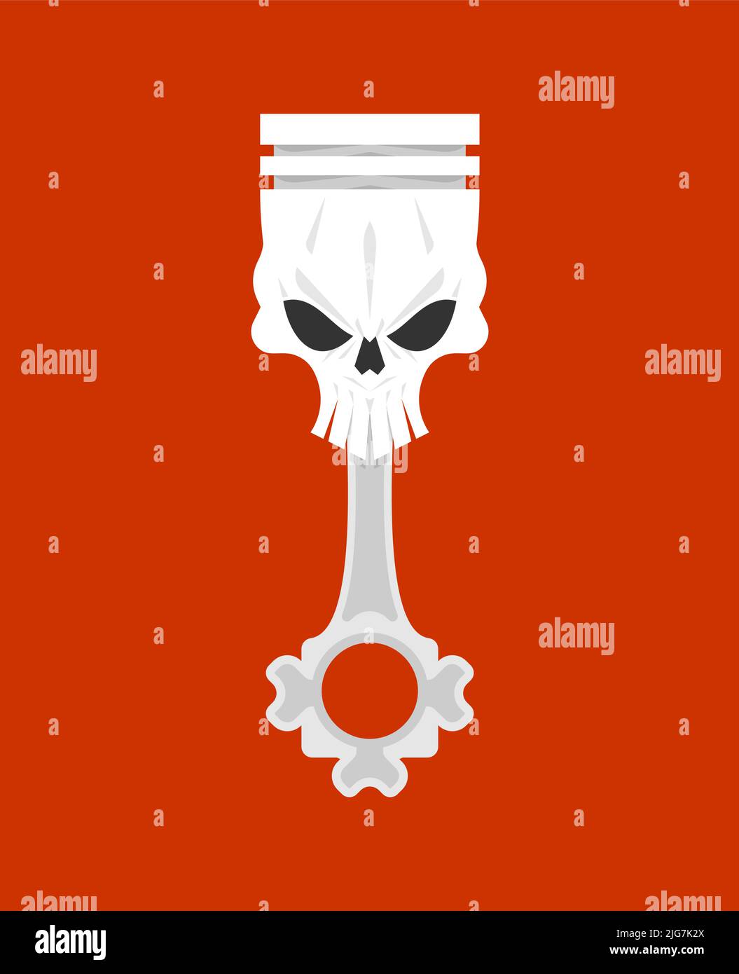 Piston skull emblem of motorcycle club. Piston skeleton Sign Biker club ...