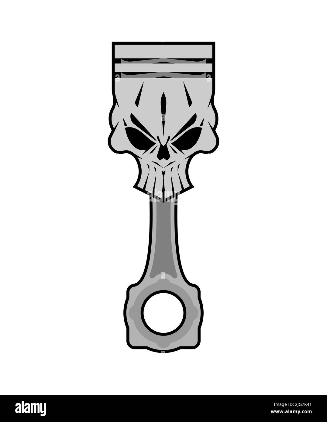 Piston skull emblem of motorcycle club. Piston skeleton Sign Biker club ...