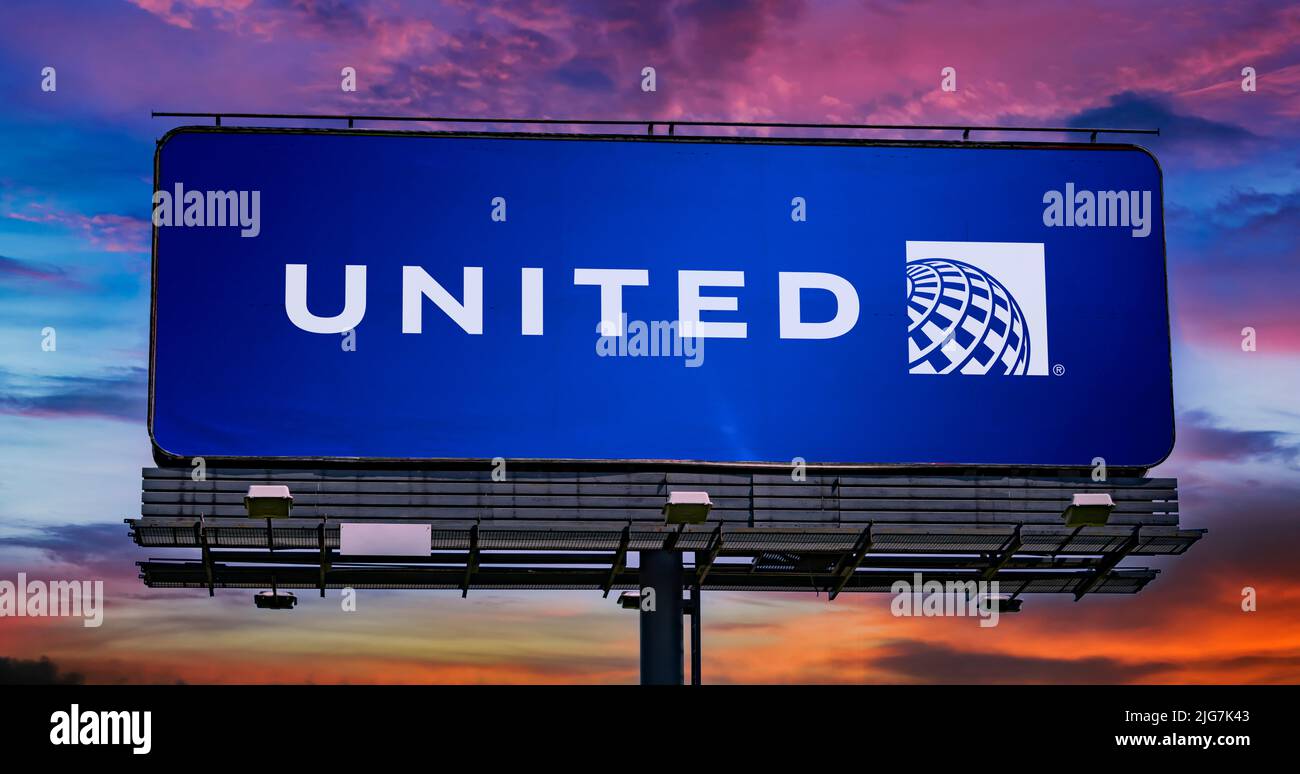 POZNAN, POL - JUN 23, 2022: Advertisement billboard displaying logo of ...