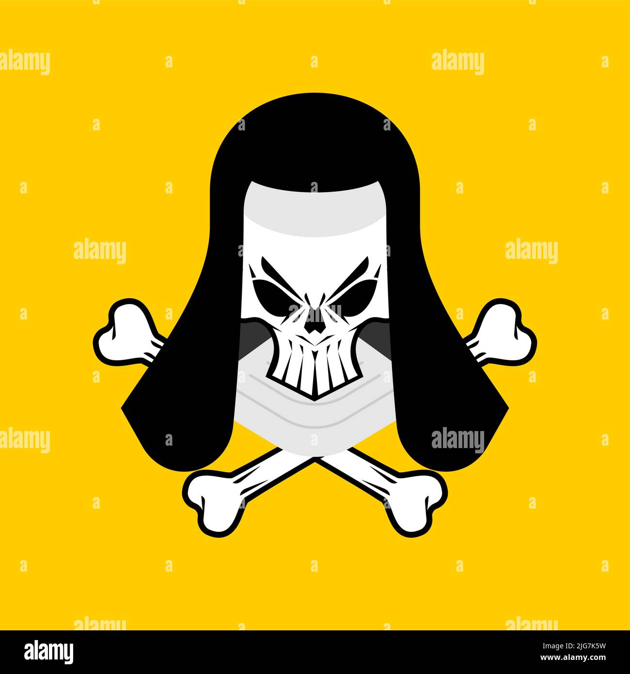 Nun skeleton. Evil holy sister. votaress death Vector illustration ...