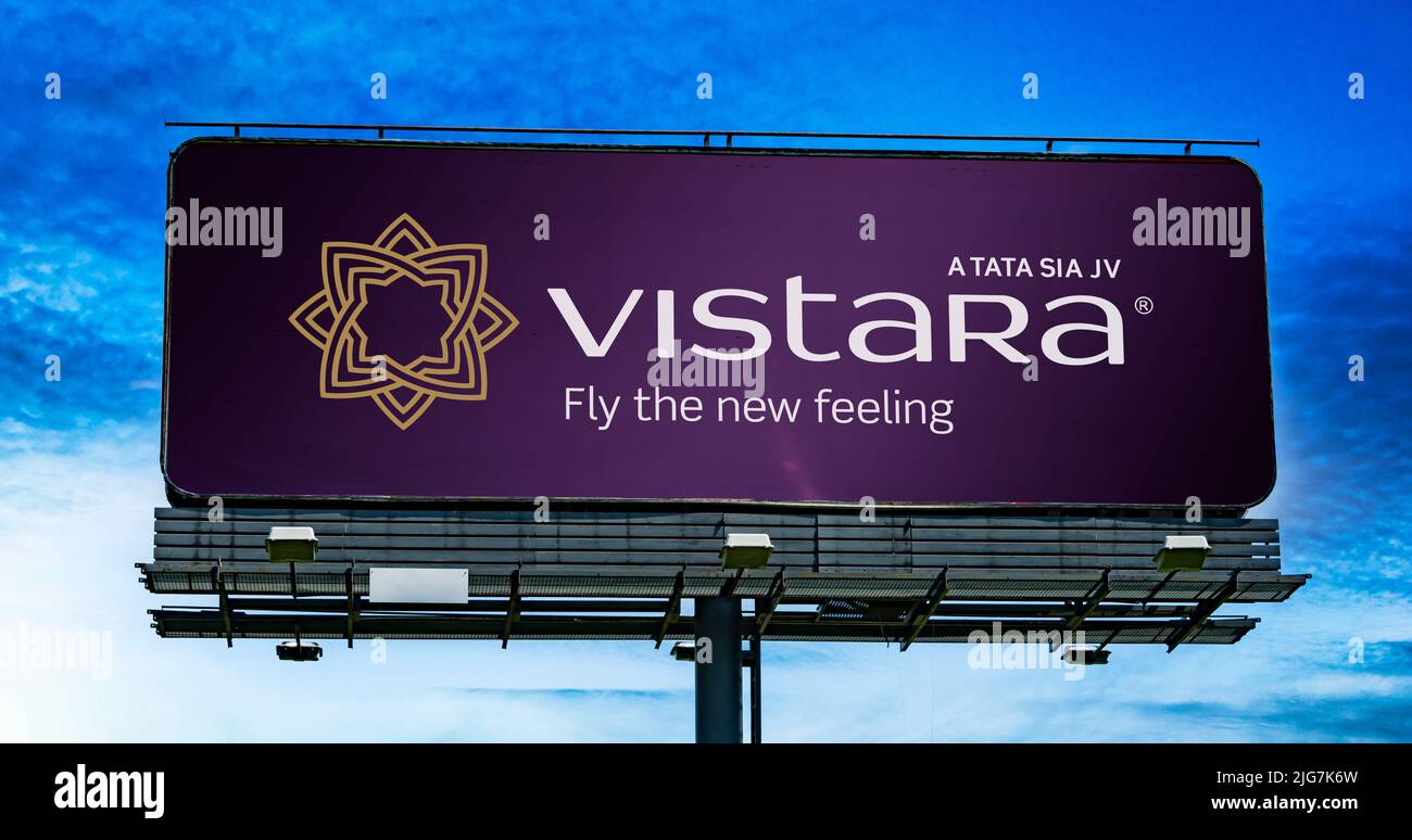 POZNAN, POL - JUN 23, 2022: Advertisement billboard displaying logo of ...