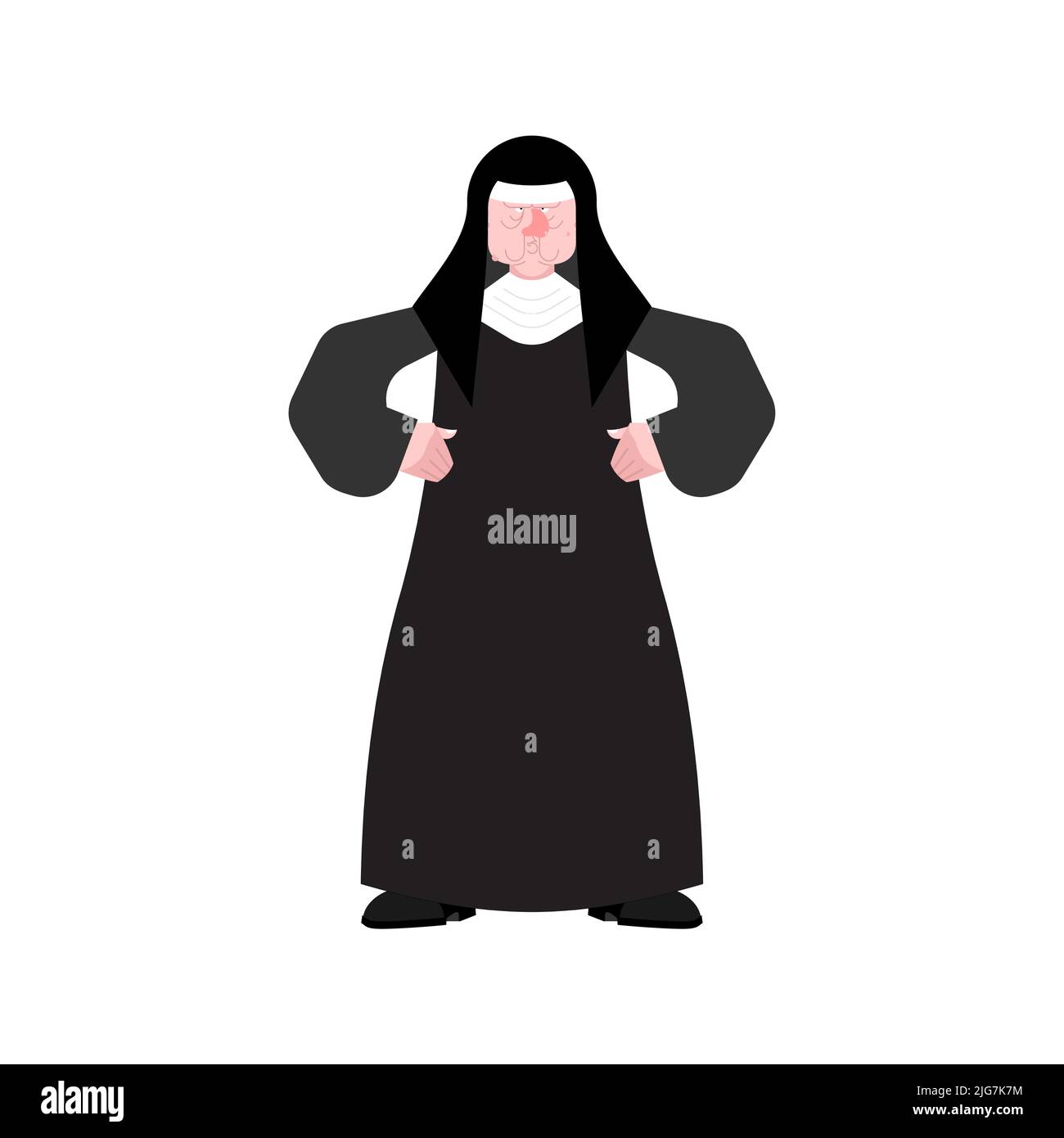 Angry nun. Evil holy sister. Vector illustration Stock Vector Image ...