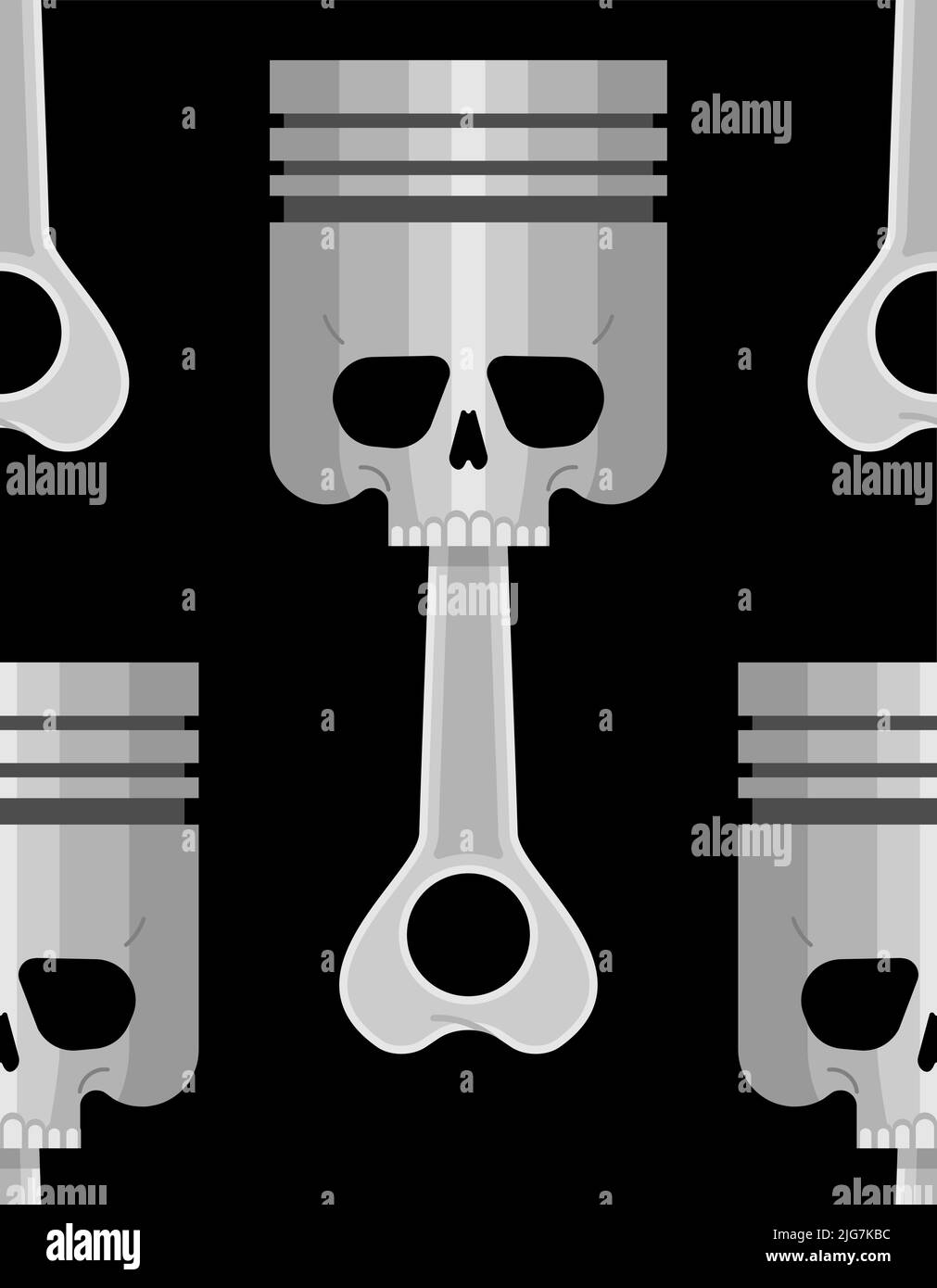 Piston skull background of motorcycle club. Piston skeleton pattern ...