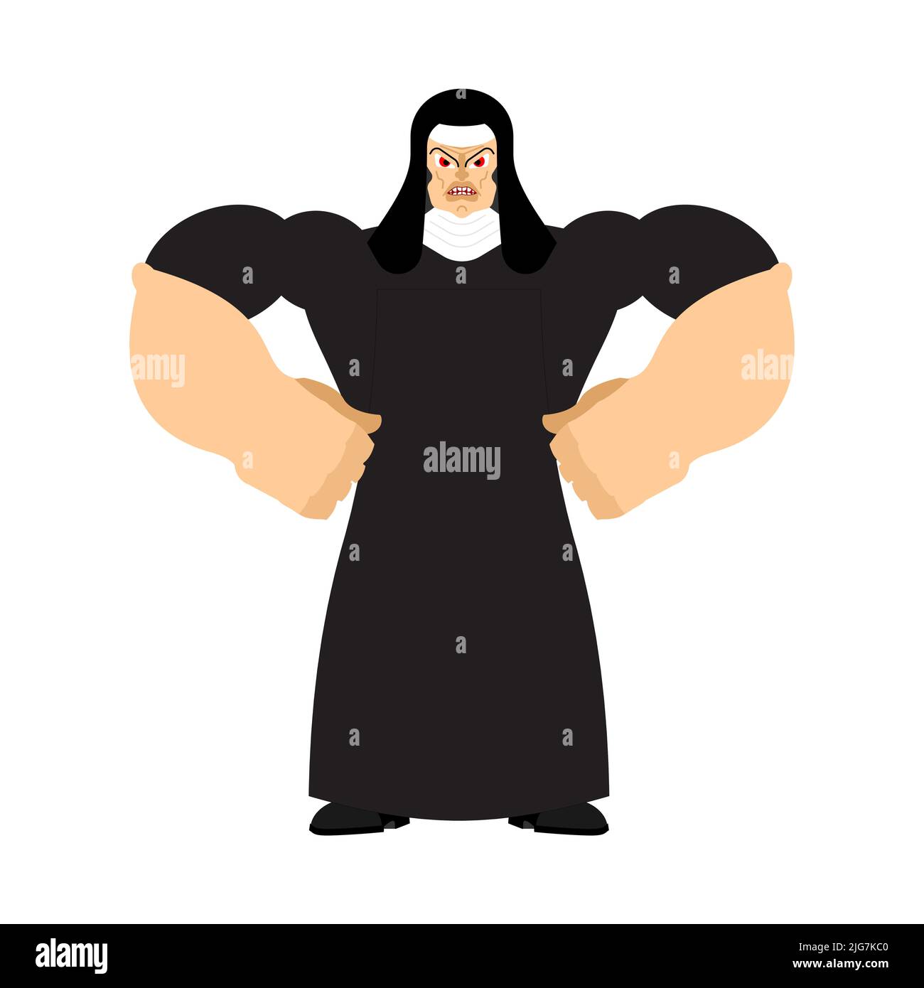 Angry nun. Evil holy sister. Vector illustration Stock Vector Image ...