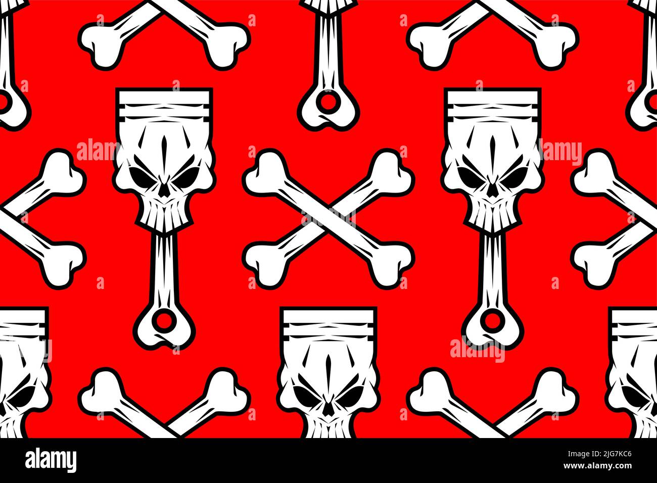 Piston skull background of motorcycle club. Piston skeleton pattern ...
