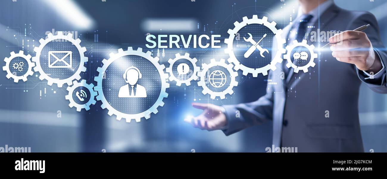 Services customer support business technology concept on screen Stock ...