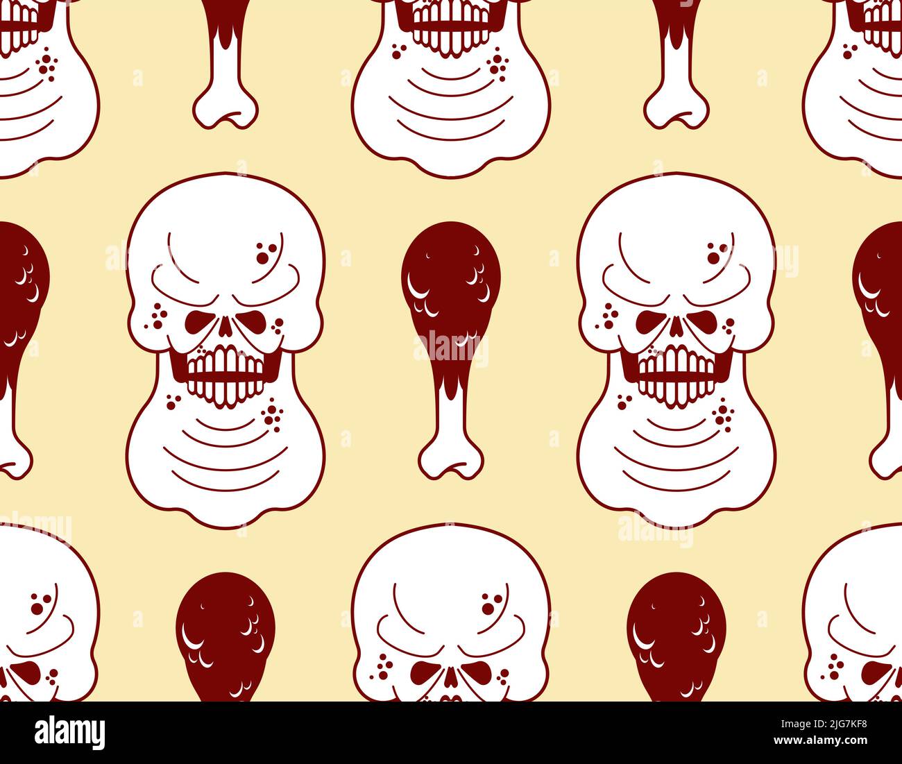 Fat skull pattern seamless. Thick skeleton head background. Vector ...