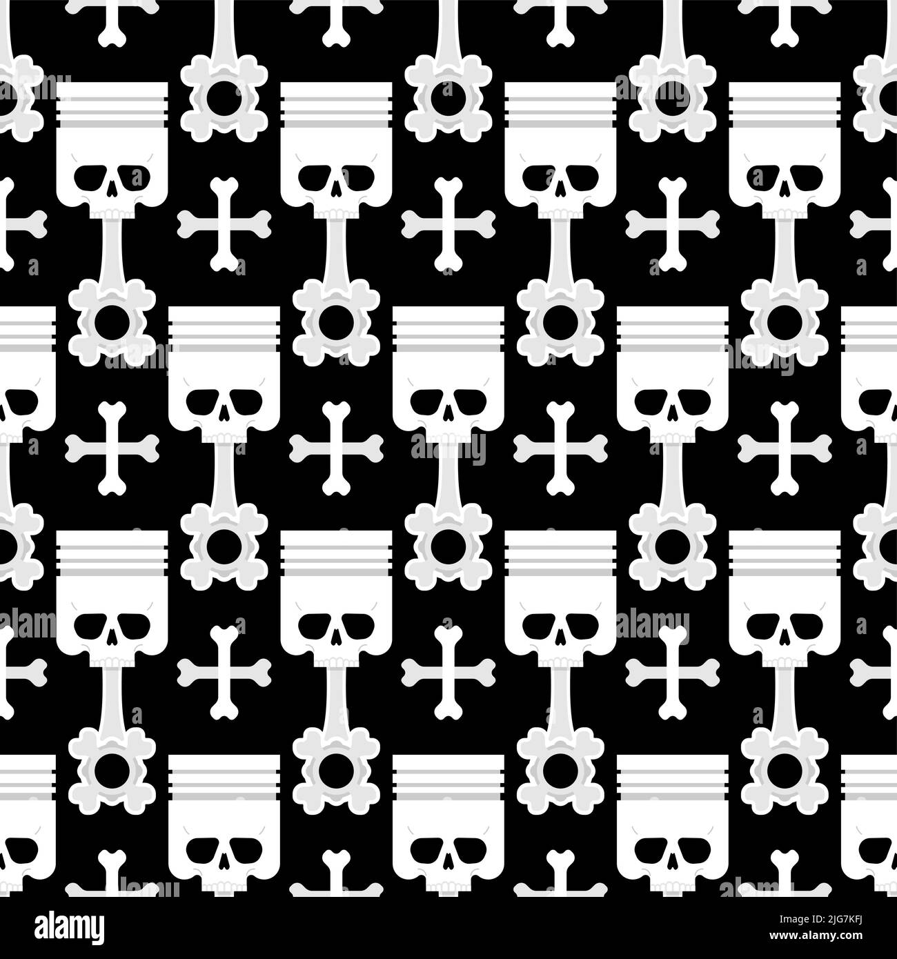 Piston skull background of motorcycle club. Piston skeleton pattern ...