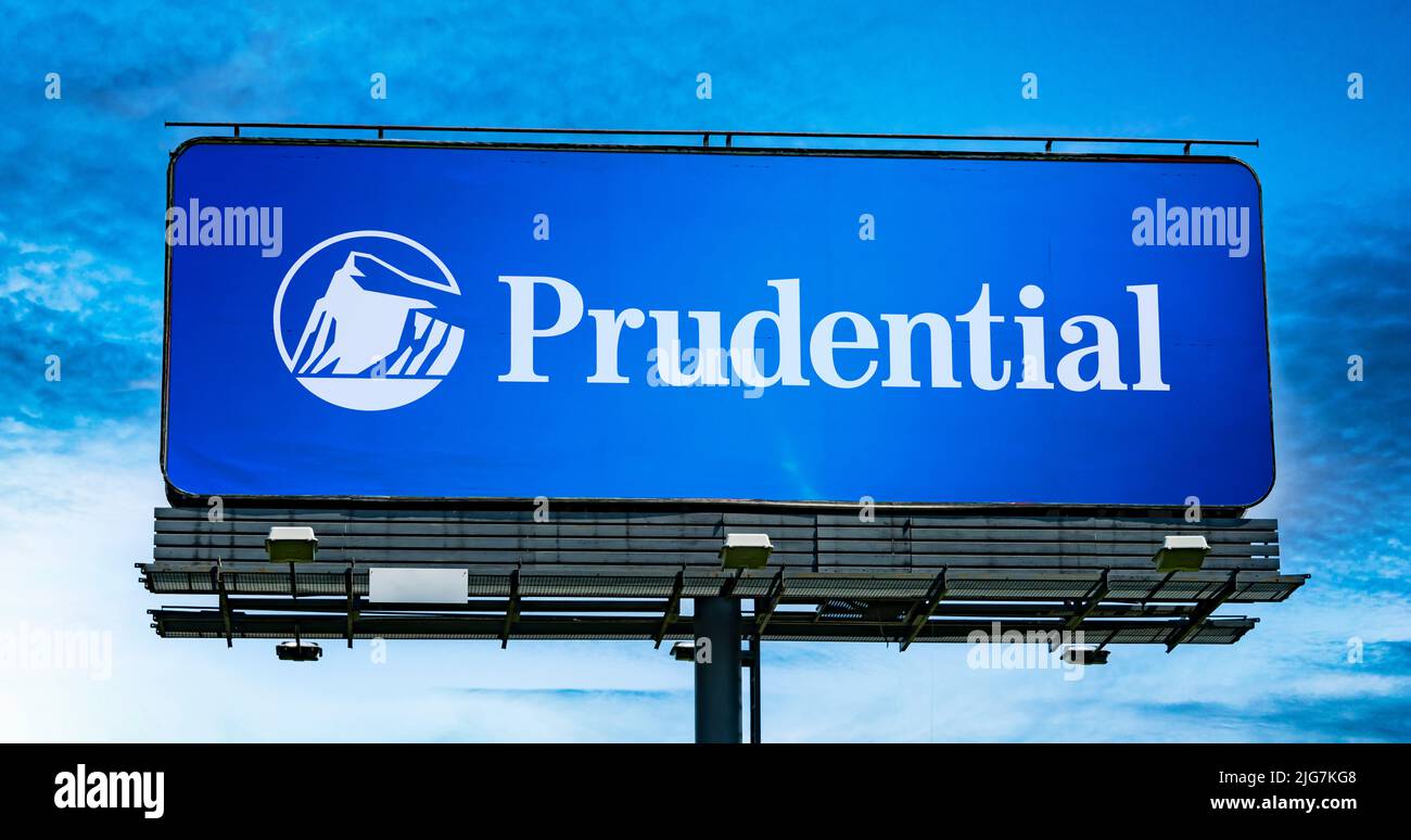 POZNAN, POL - JUN 28, 2022: Advertisement billboard displaying logo of ...