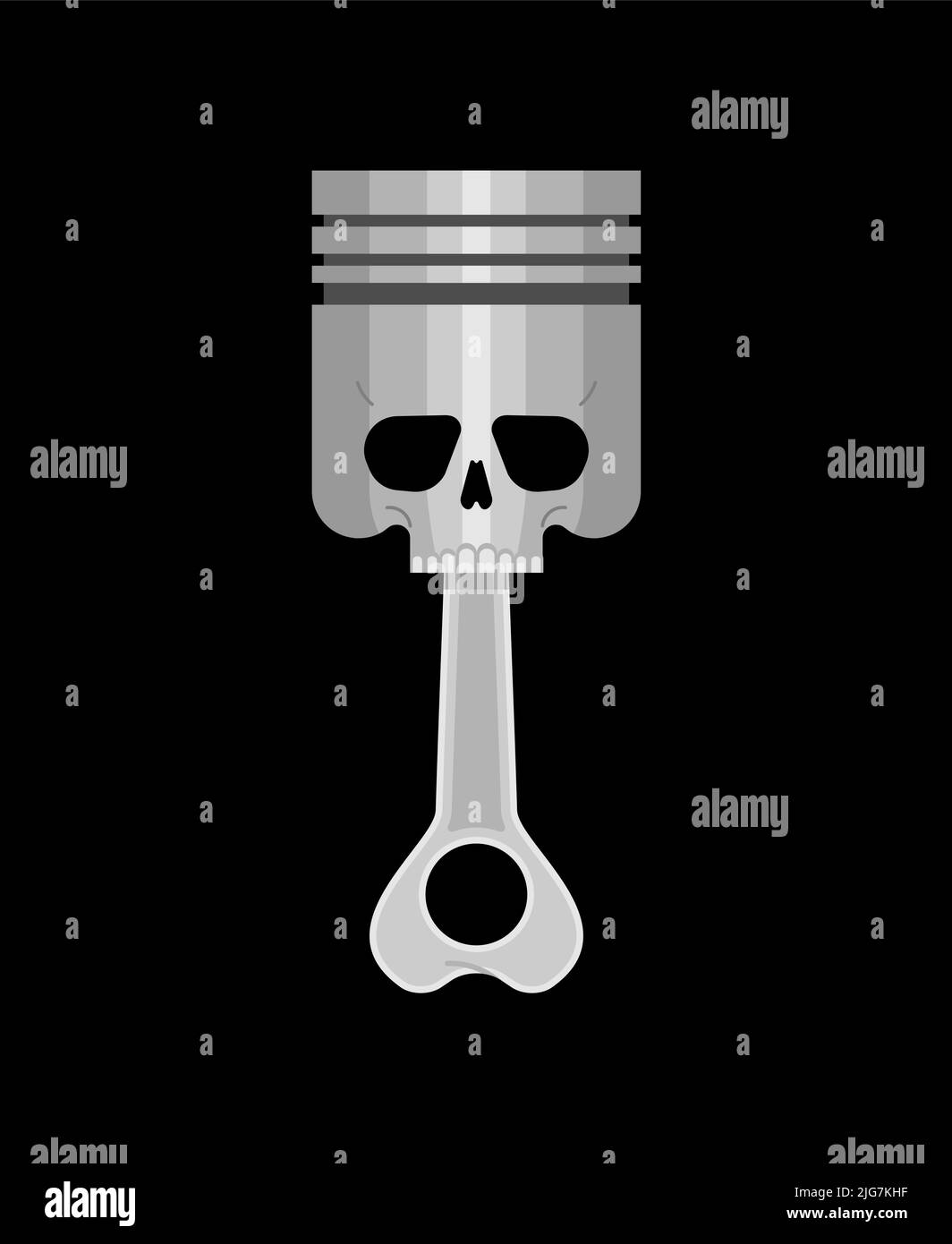 Piston skull emblem of motorcycle club. Piston skeleton Sign Biker club ...