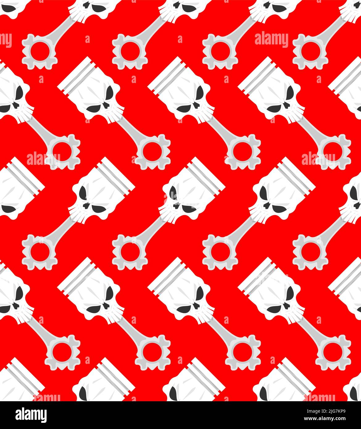 Piston skull background of motorcycle club. Piston skeleton pattern ...