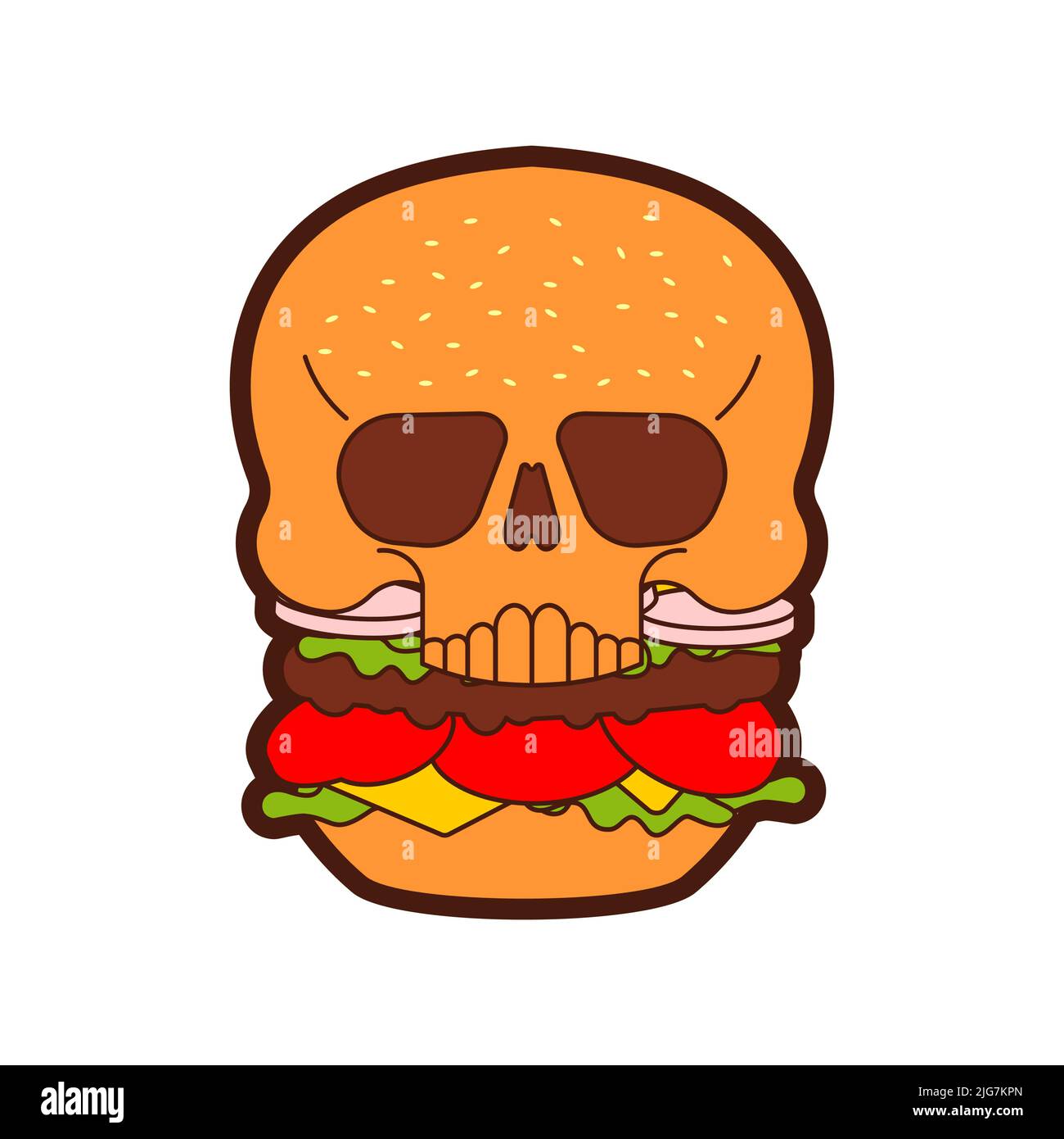 Skull burger. Harmful food. not healthy fast food Stock Vector Image ...