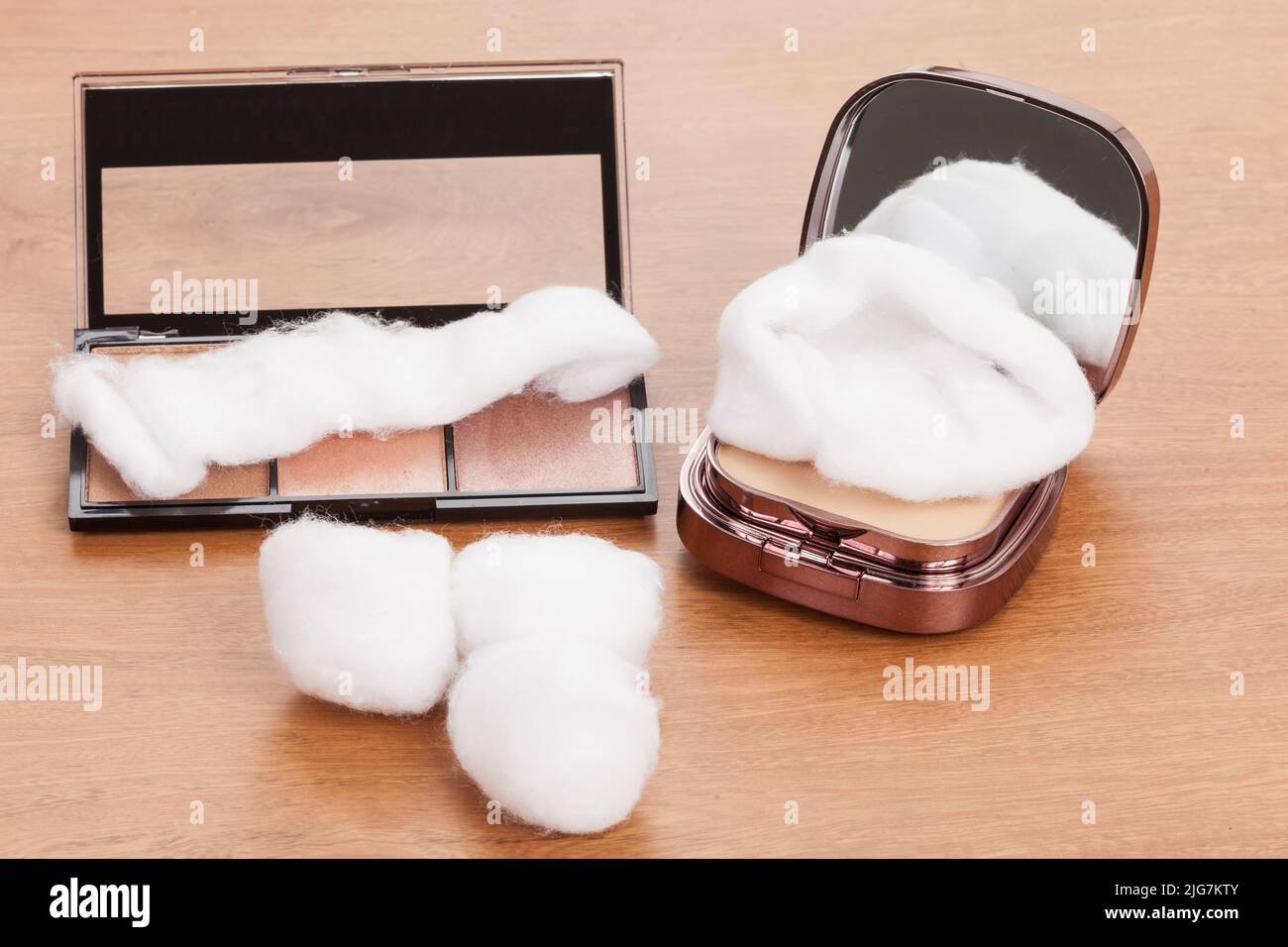 Makeup, set of shadows with cotton as an applicator Stock Photo - Alamy