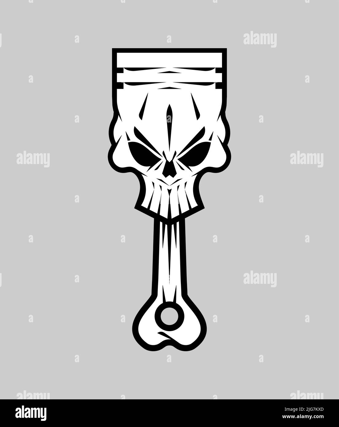 Piston skull emblem of motorcycle club. Piston skeleton Sign Biker club ...