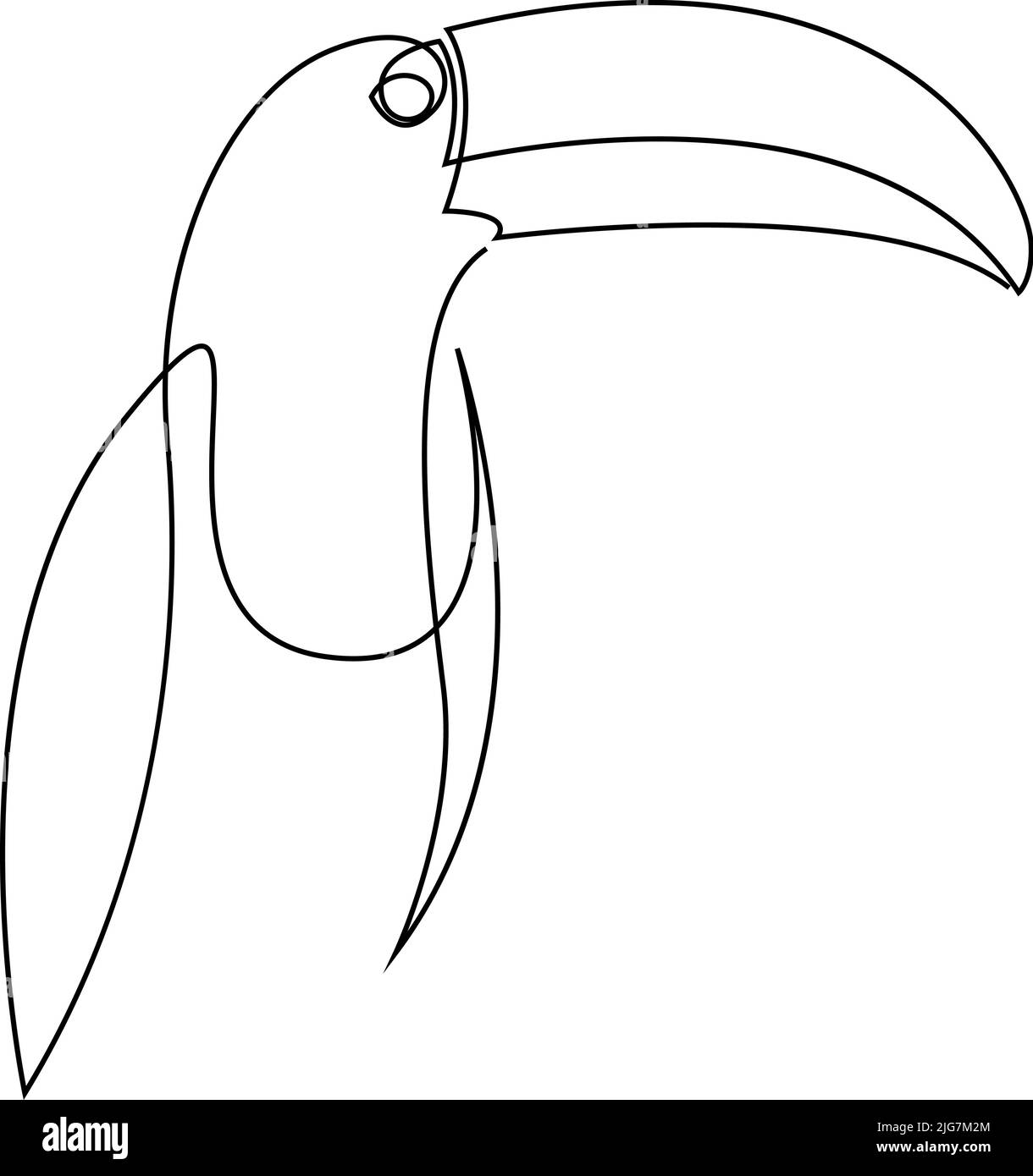 Single continuous line drawing of adorable toucan bird with big beak ...