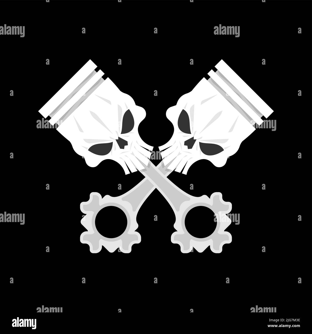 Piston skull emblem of motorcycle club. Piston skeleton Sign Biker club ...
