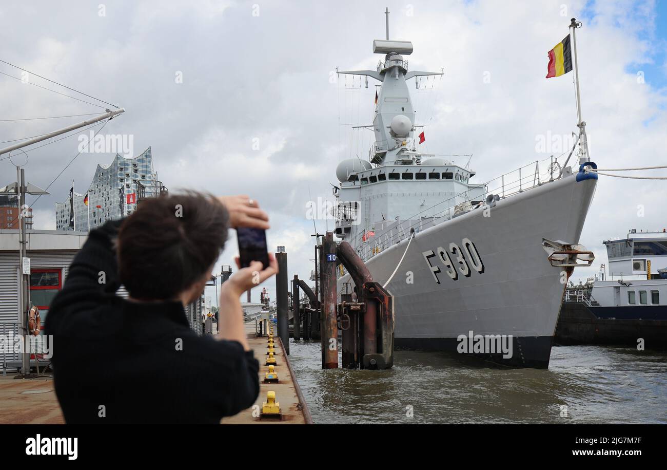 Hamburg, Germany. 08th July, 2022. The Belgian frigate "BNS Leopold I ...