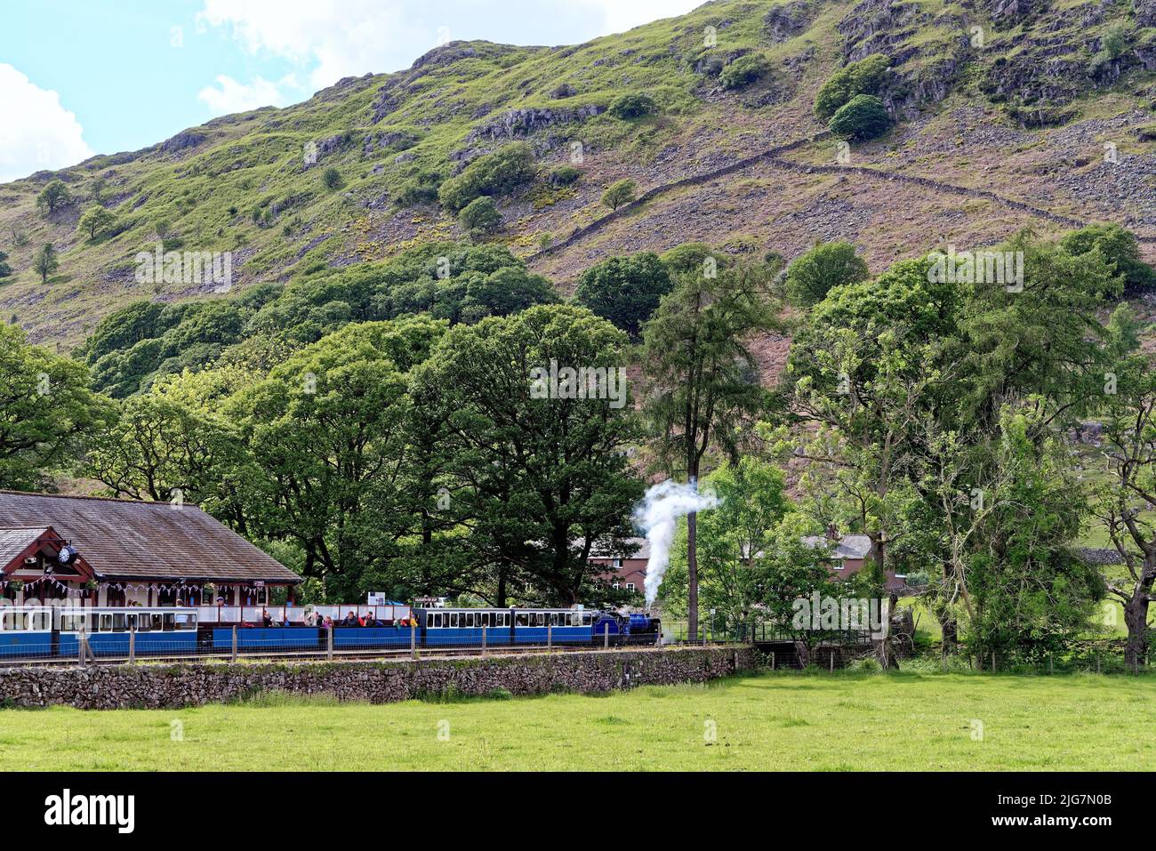 A steam train of the Ravenglass and Eskdale heritage railway at ...