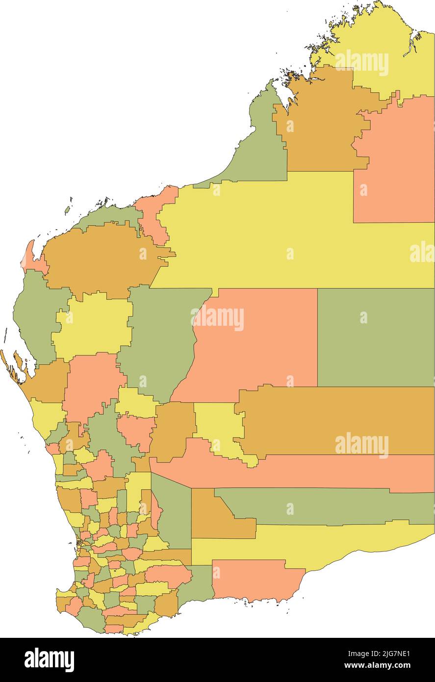 Pastel map of local government areas of WESTERN AUSTRALIA Stock Vector ...