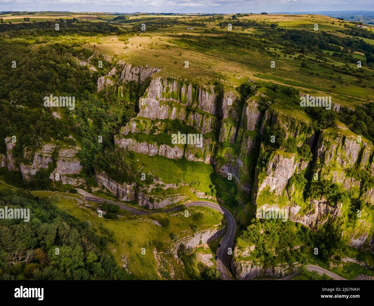 Dramatic early evening light on the cliffs in Cheddar Gorge, taken with ...