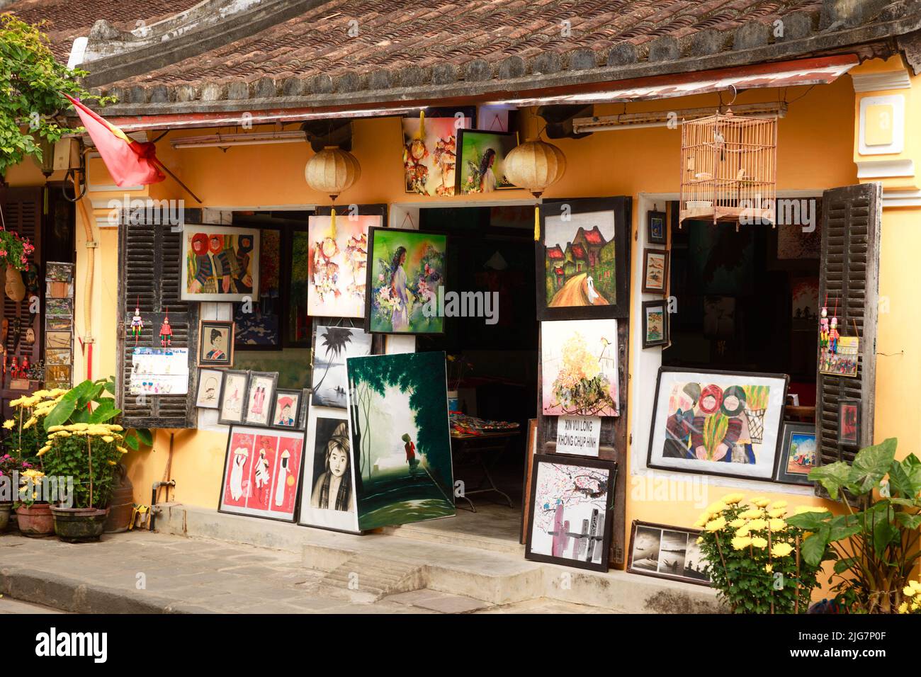 Old houses in Hoi An ancient town with lanterns of various fullcolors ...