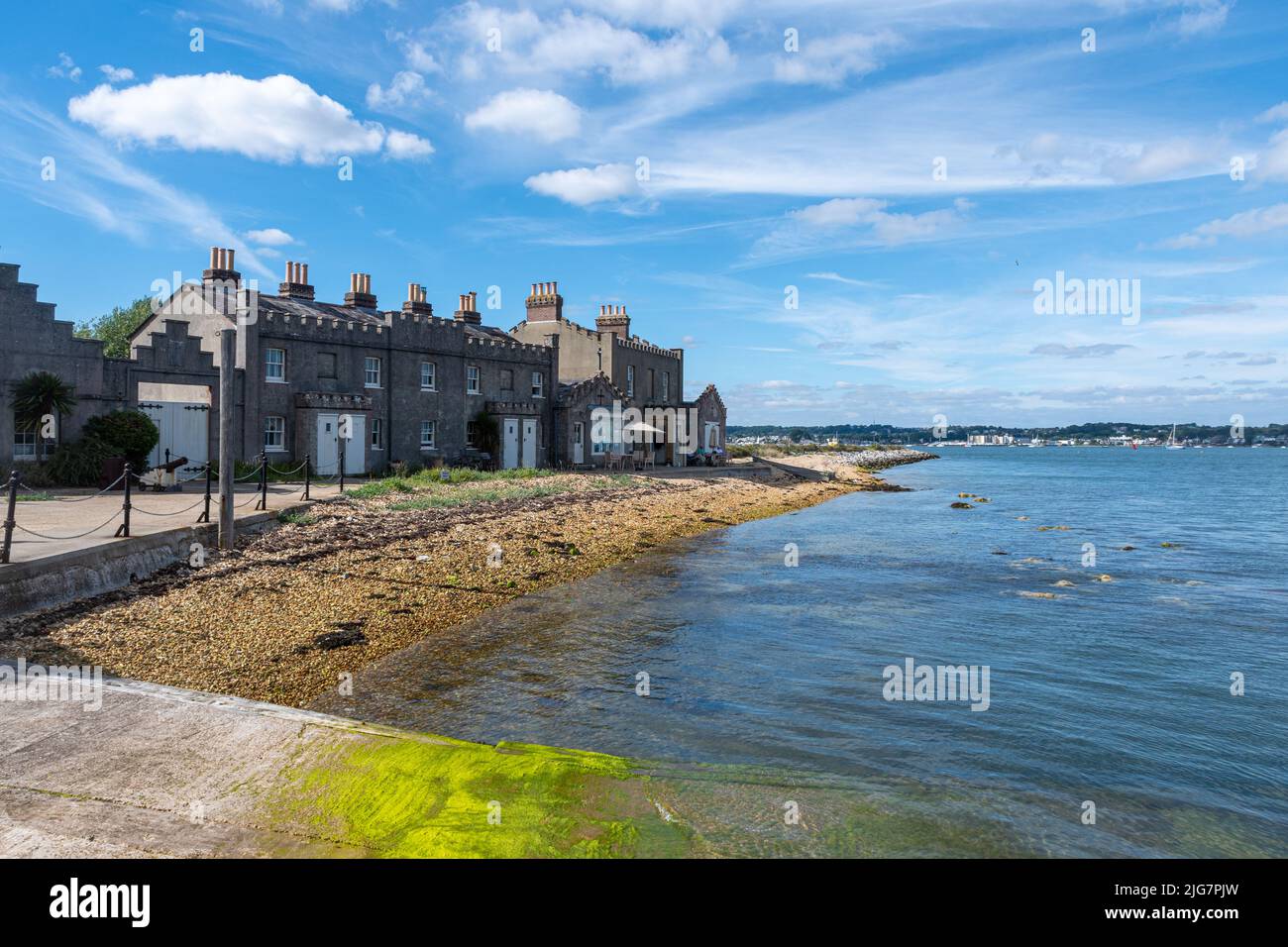 Brownsea Island Quay on a sunny summer day, Poole Harbour, Dorset ...
