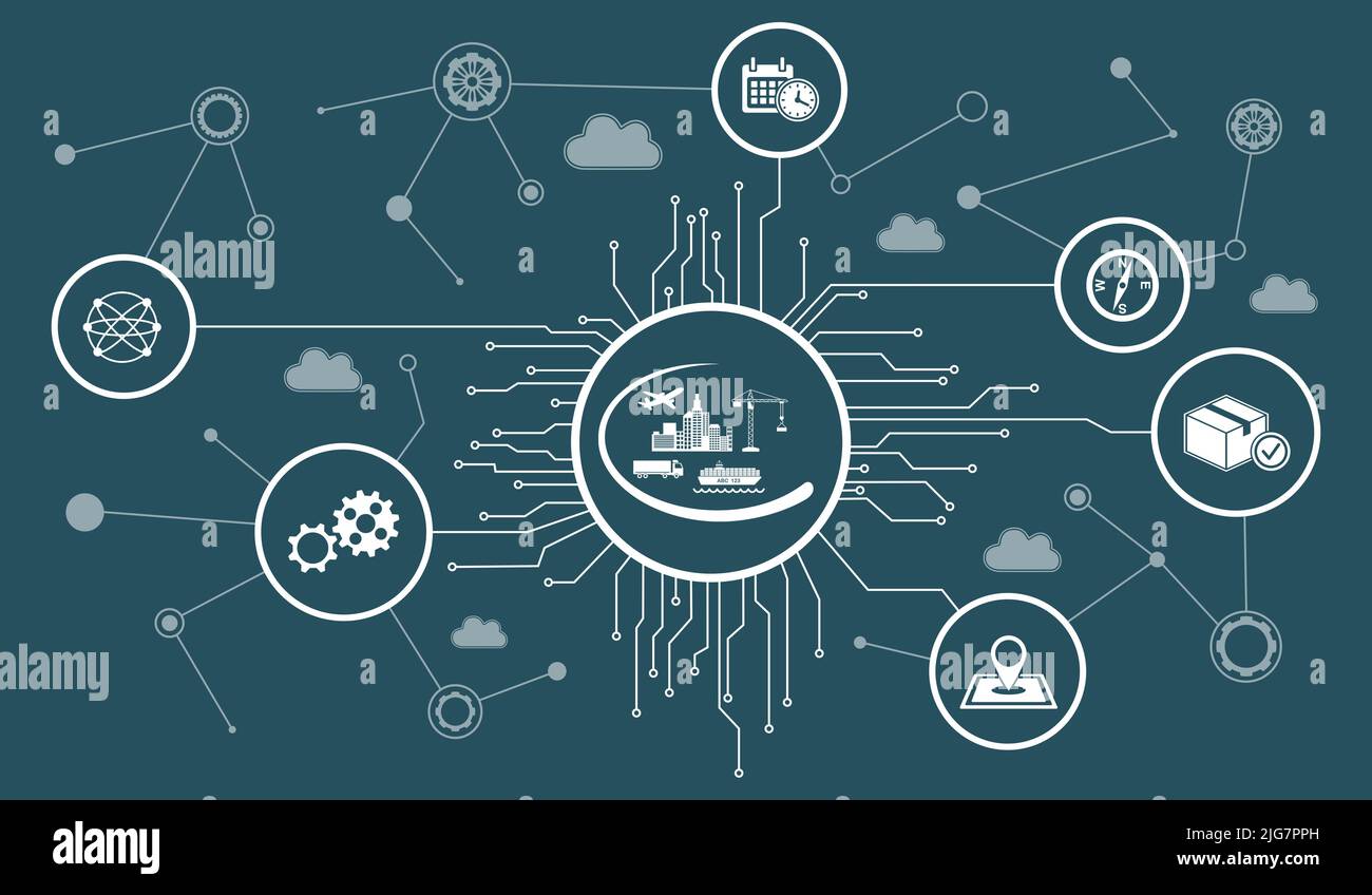 Concept of transportation with connected icons Stock Photo - Alamy