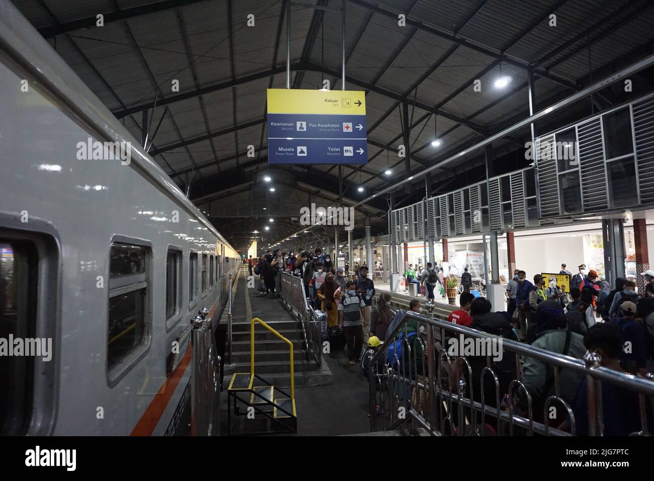 Yogyakarta, Indonesia - July 4th, 2022. Subway train passengers with ...