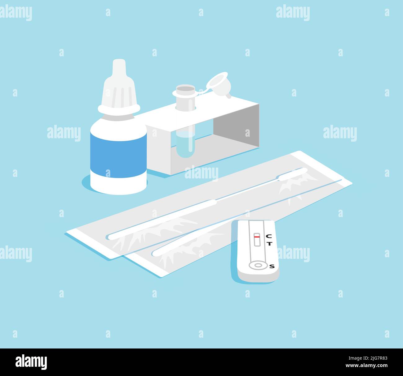 Close up of an antigen test kit (atk) or home kit to extract sample ...