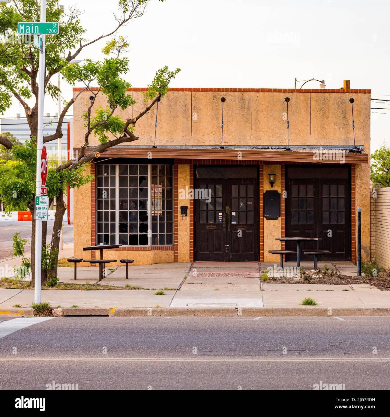 A shot of the rundown old restaurant in downtown Lubbock texas Main ...