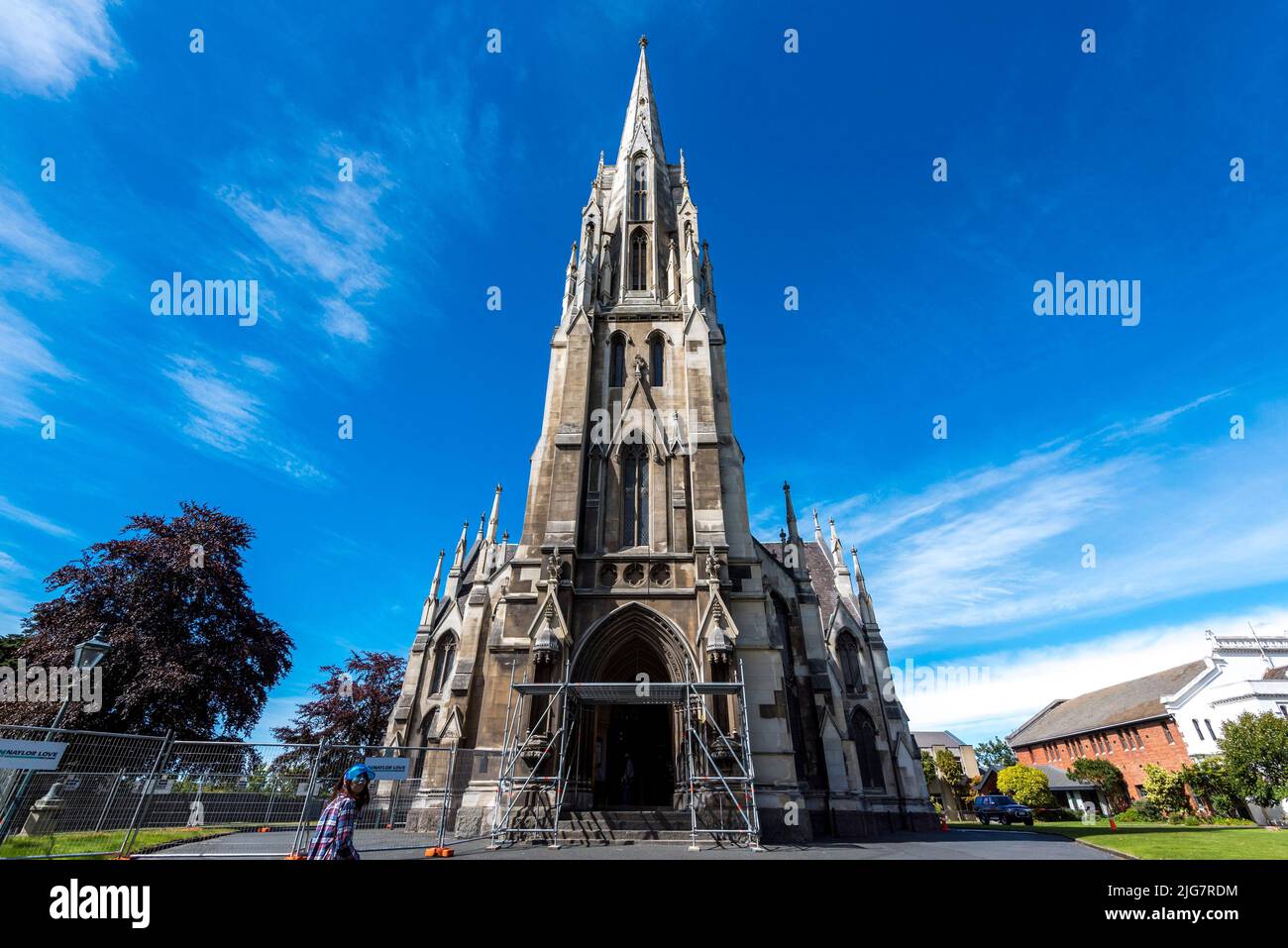 A low angle shot of the first Church of Otago in Dunedin, New Zealand Stock Photo - Alamy