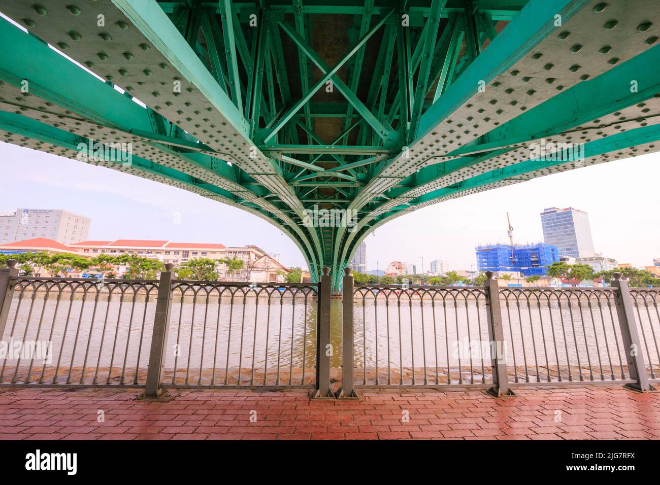 Ancient blue iron bridge in Ho Chi Minh City, Vietnam. Photo taken ...