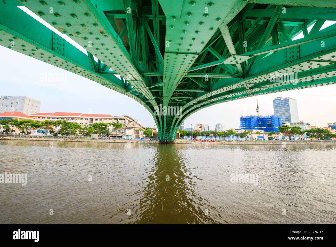 Ancient blue iron bridge in Ho Chi Minh City, Vietnam. Photo taken ...
