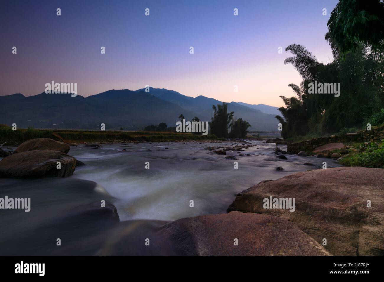 Stream in the rainforest. Amazing peaceful and relaxing mountain nature ...