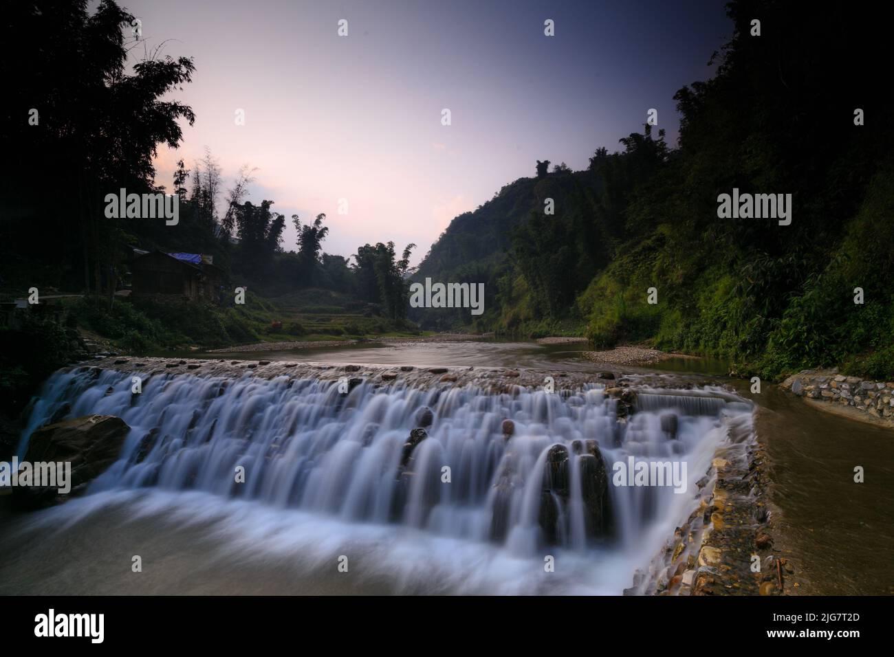 Stream in the rainforest. Amazing peaceful and relaxing mountain nature ...