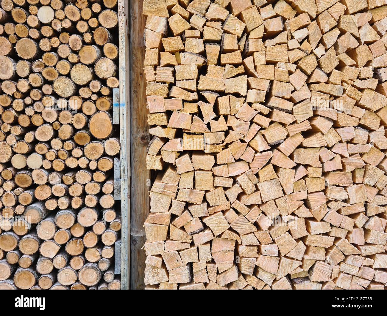 stack of fresh circular and rectangular firewood Stock Photo - Alamy