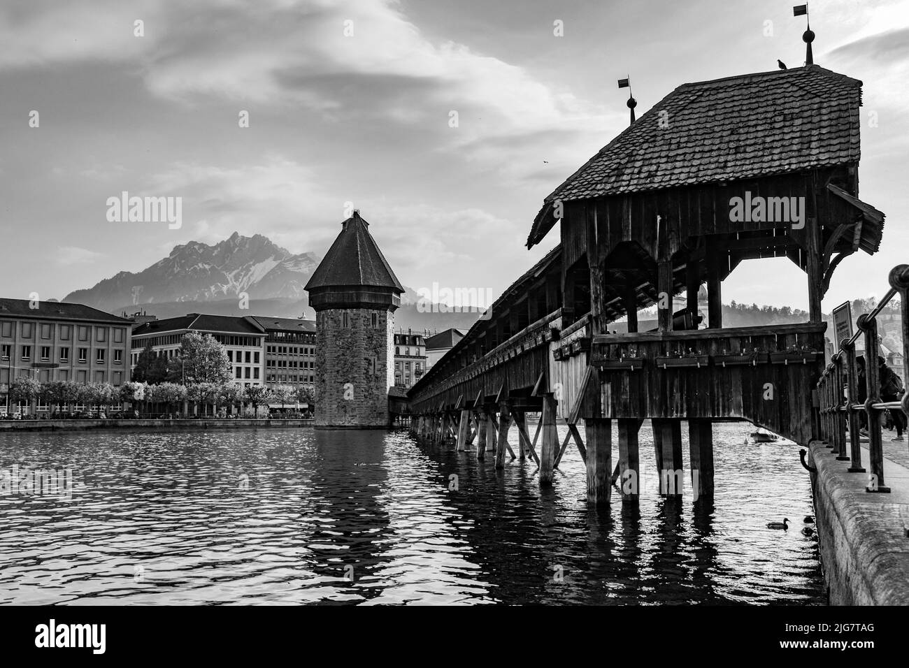 Chapel bridge tower Black and White Stock Photos & Images - Alamy