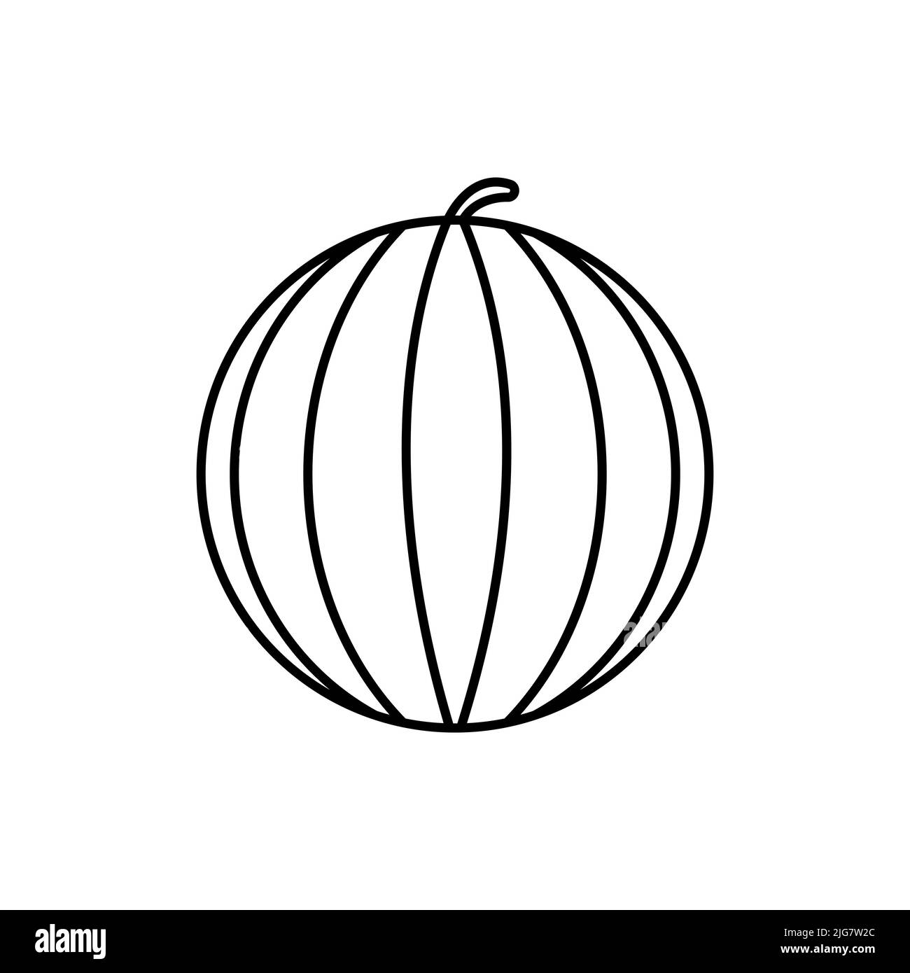 Watermelon fruit outline black icon. Vector EPS 10. Fresh summer ...