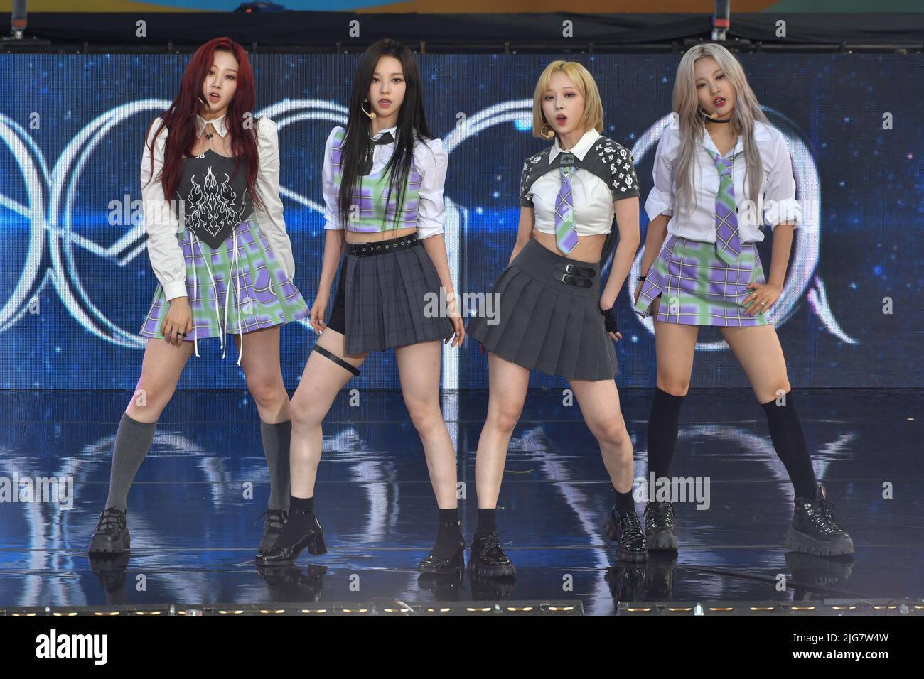 K-Pop girl group aespa perform on stage during the “Good Morning ...