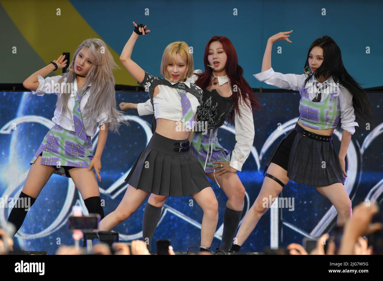 K-Pop girl group aespa perform on stage during the “Good Morning ...