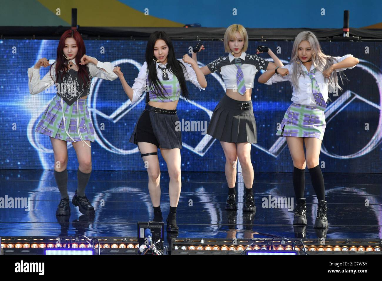 K-Pop girl group aespa perform on stage during the “Good Morning ...