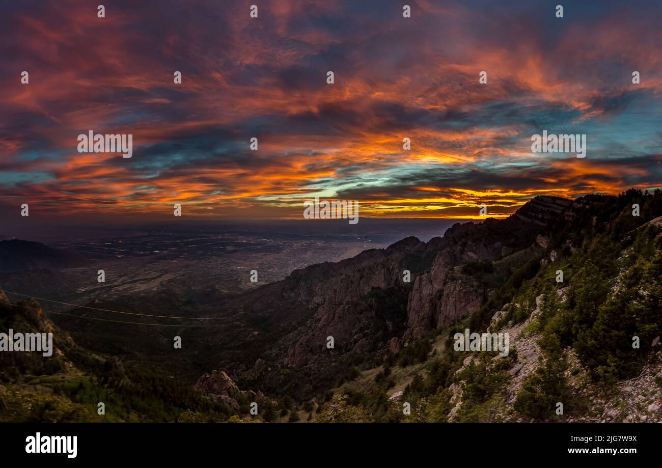 A breathtaking sunset view over Albuquerque, New Mexico from the Sandia ...