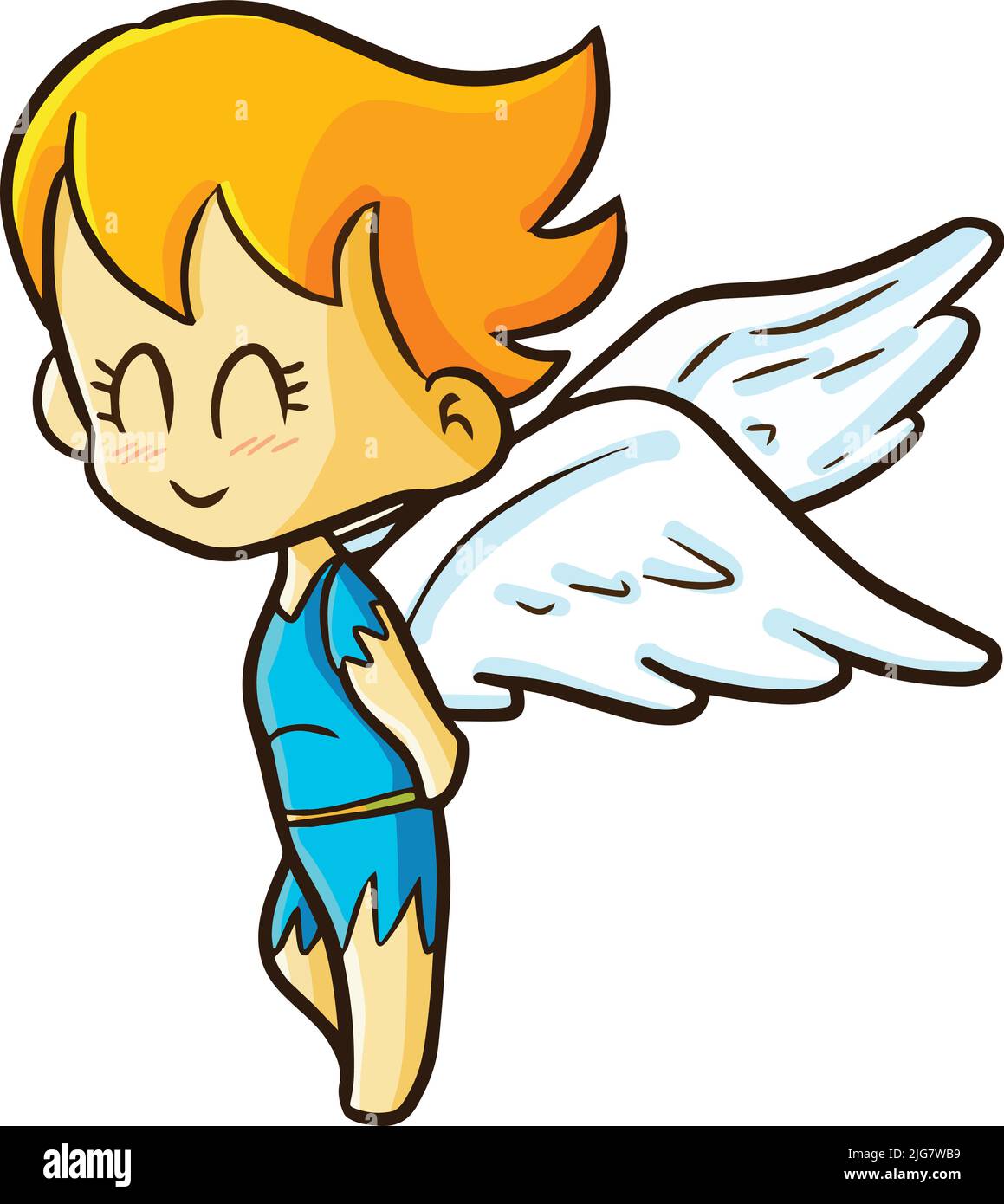 A vector illustration of a cute fairy with ginger hair on a white ...