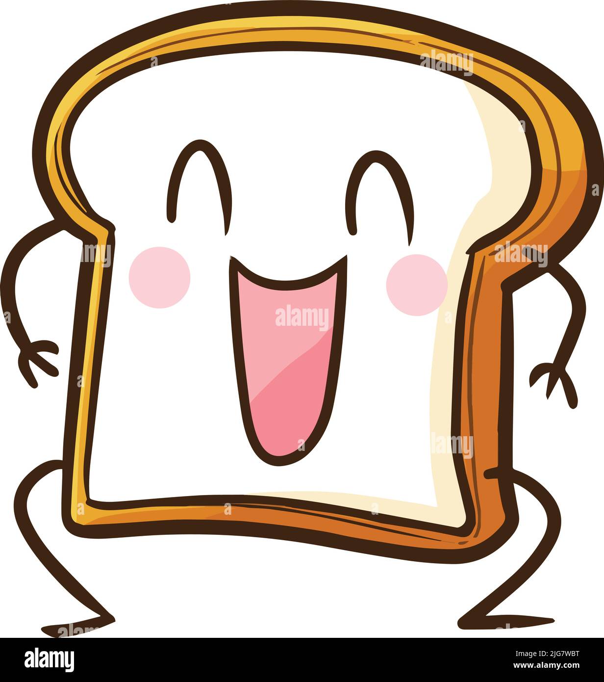 A colorful vector illustration of toast bread slice with a smiling face ...