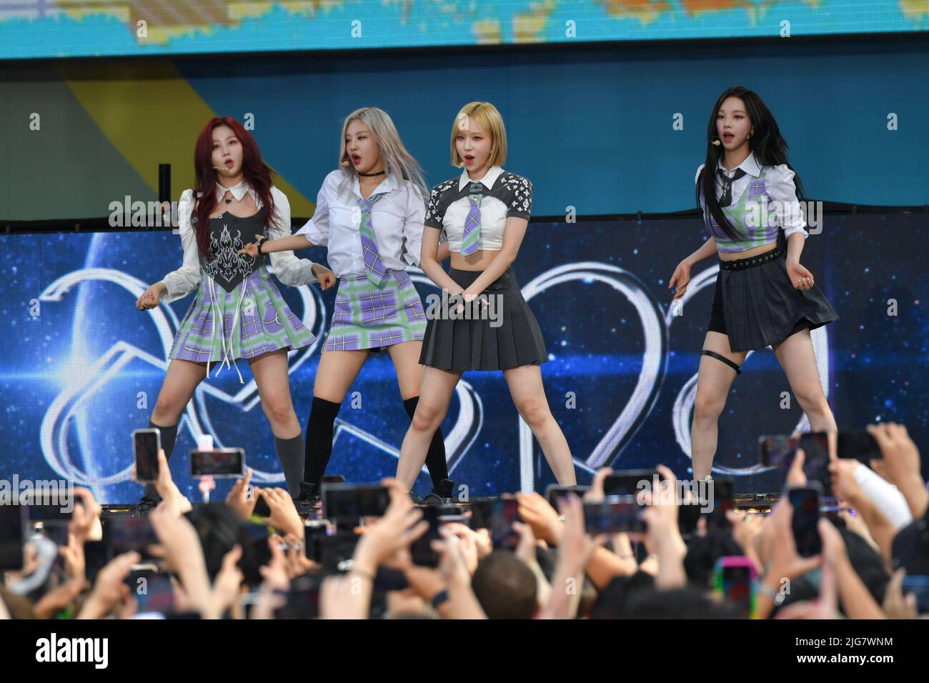 K-Pop girl group aespa perform on stage during the “Good Morning ...