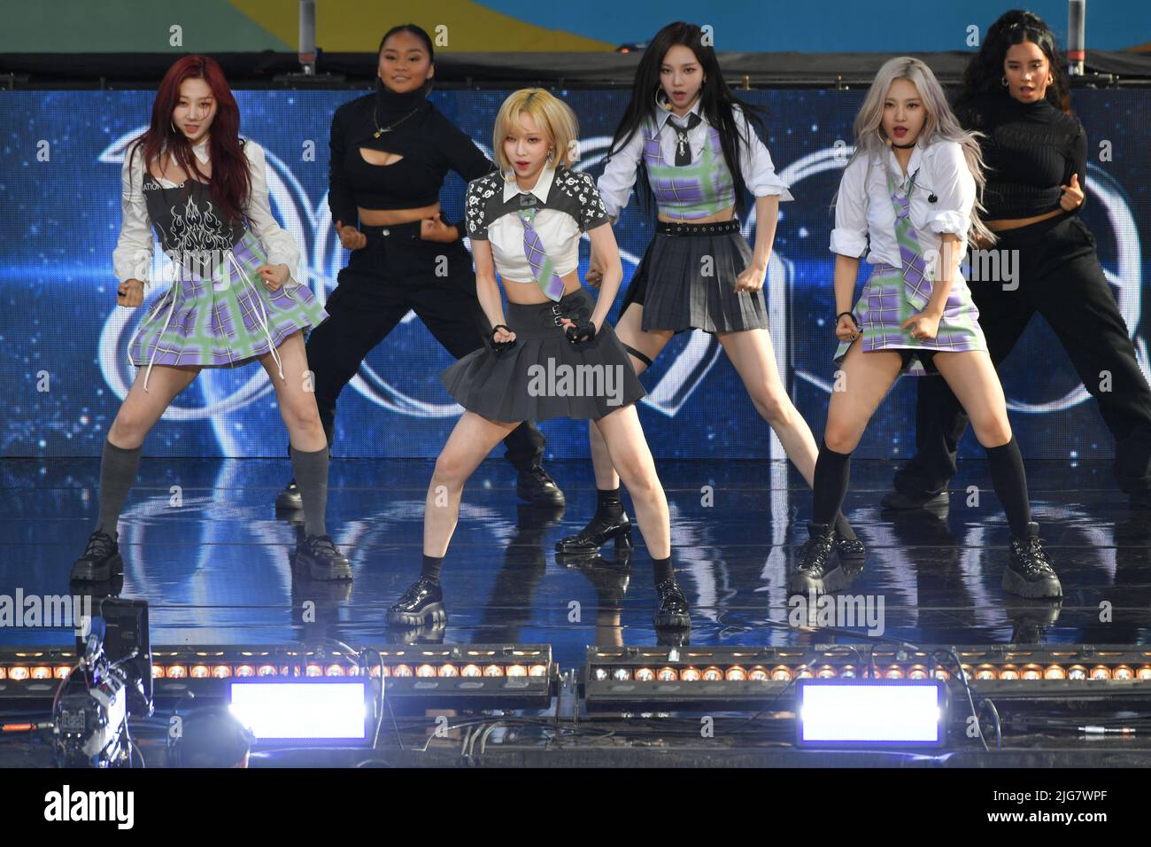 K-Pop girl group aespa perform on stage during the “Good Morning ...