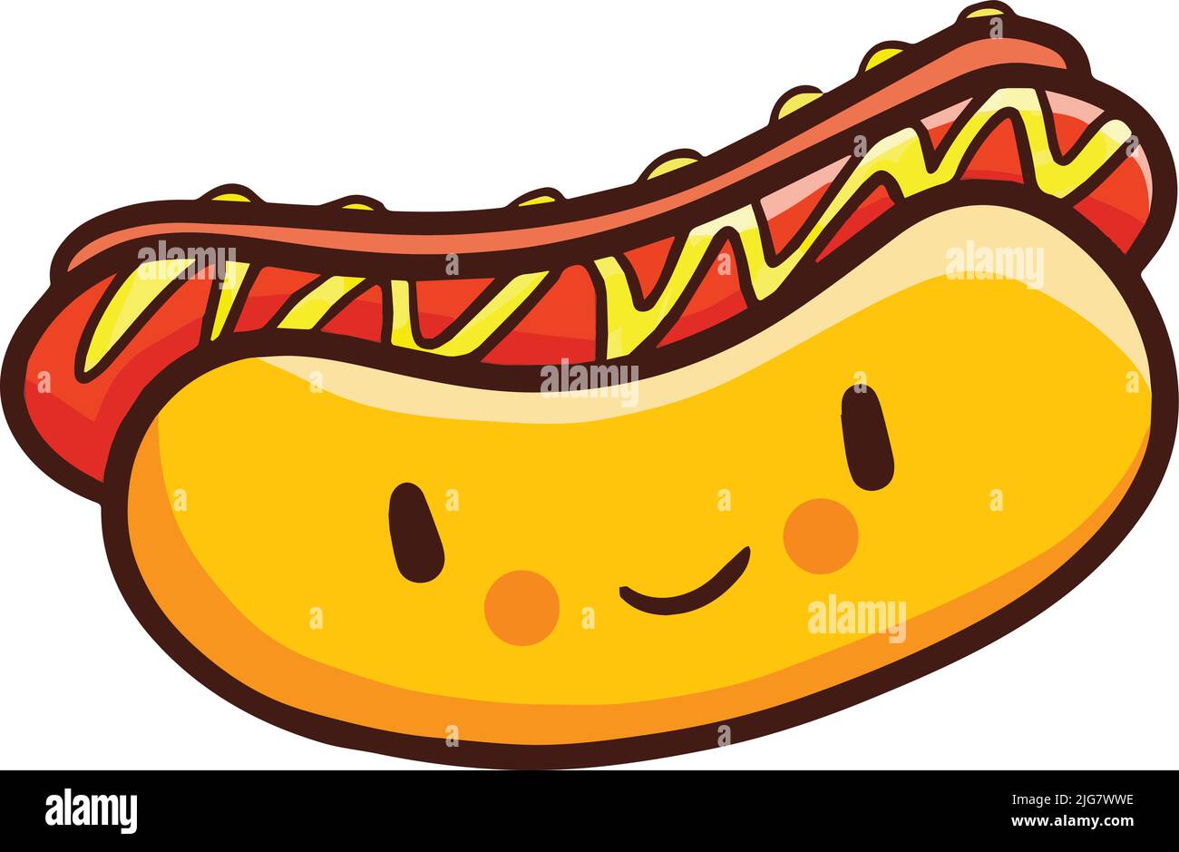 A colorful vector illustration of hot dog with a smiling face Stock ...