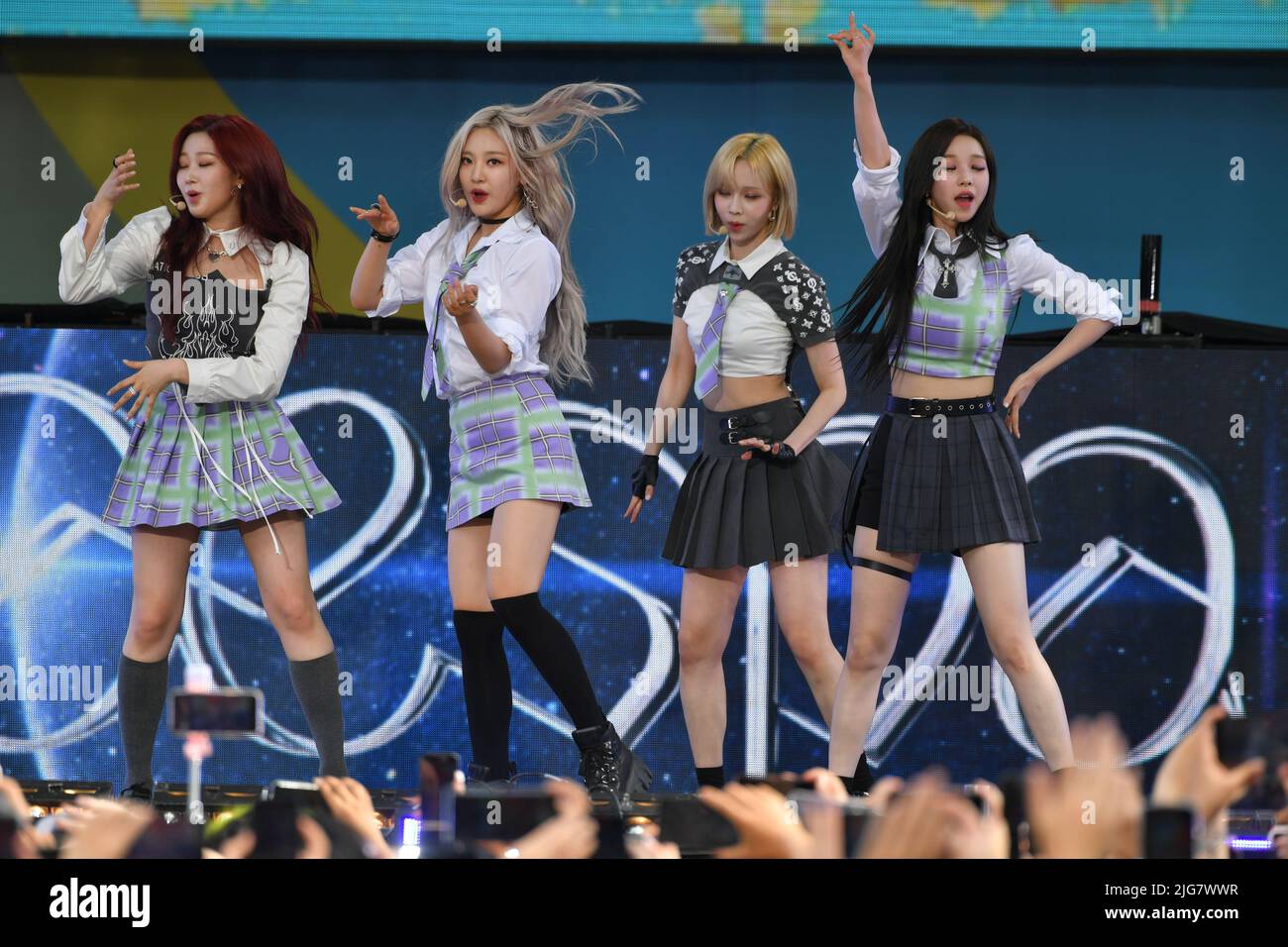 K-Pop girl group aespa perform on stage during the “Good Morning ...